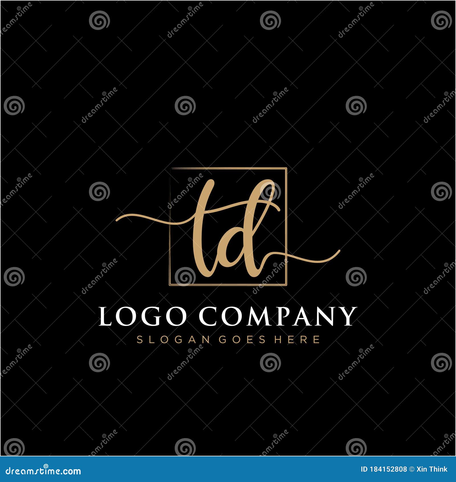 TD Initial Handwriting Logo with Rectangle Template Vector Stock Vector ...
