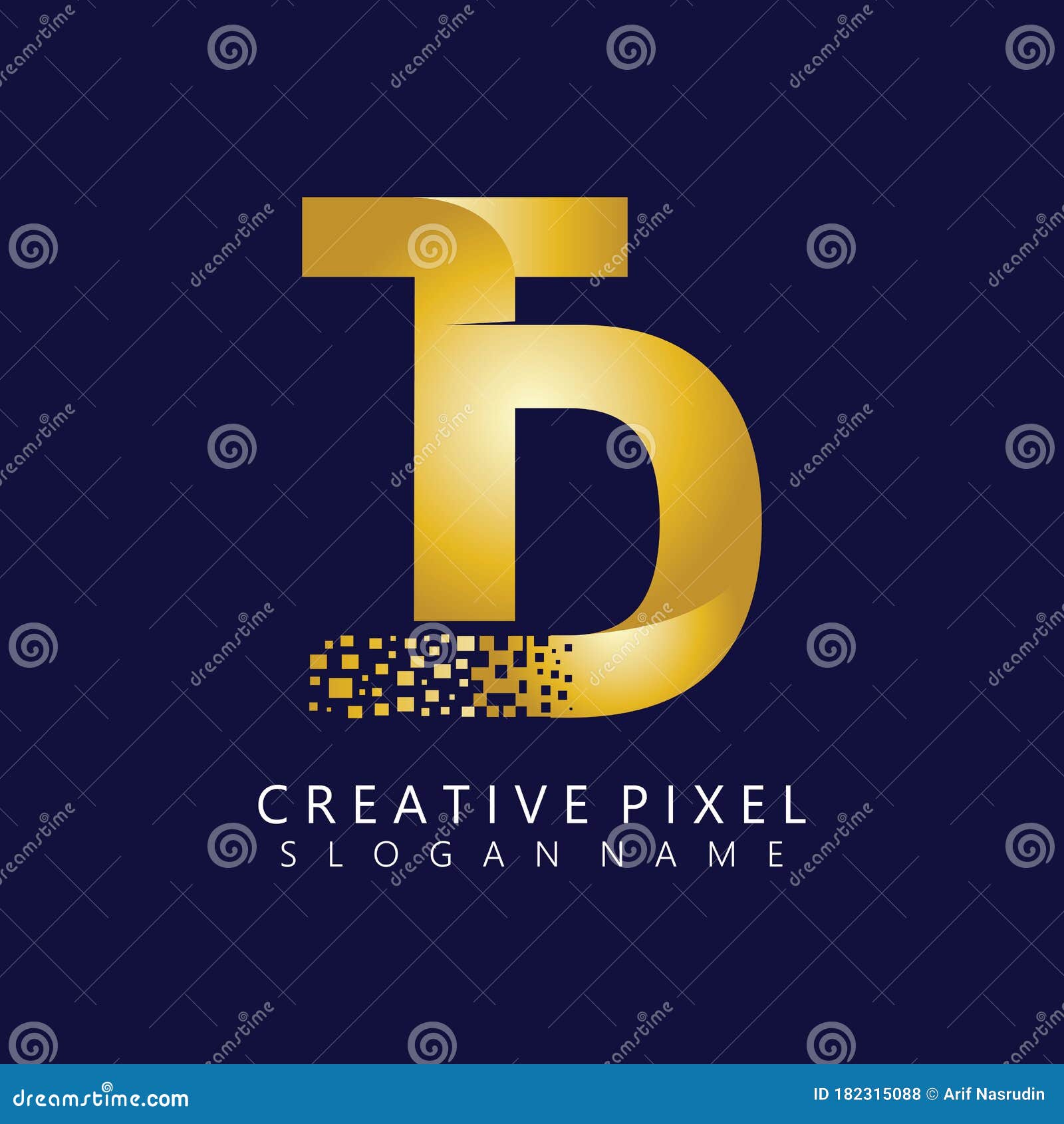 TD Initial Logo Design with Digital Pixels Colors Illustration Vector ...