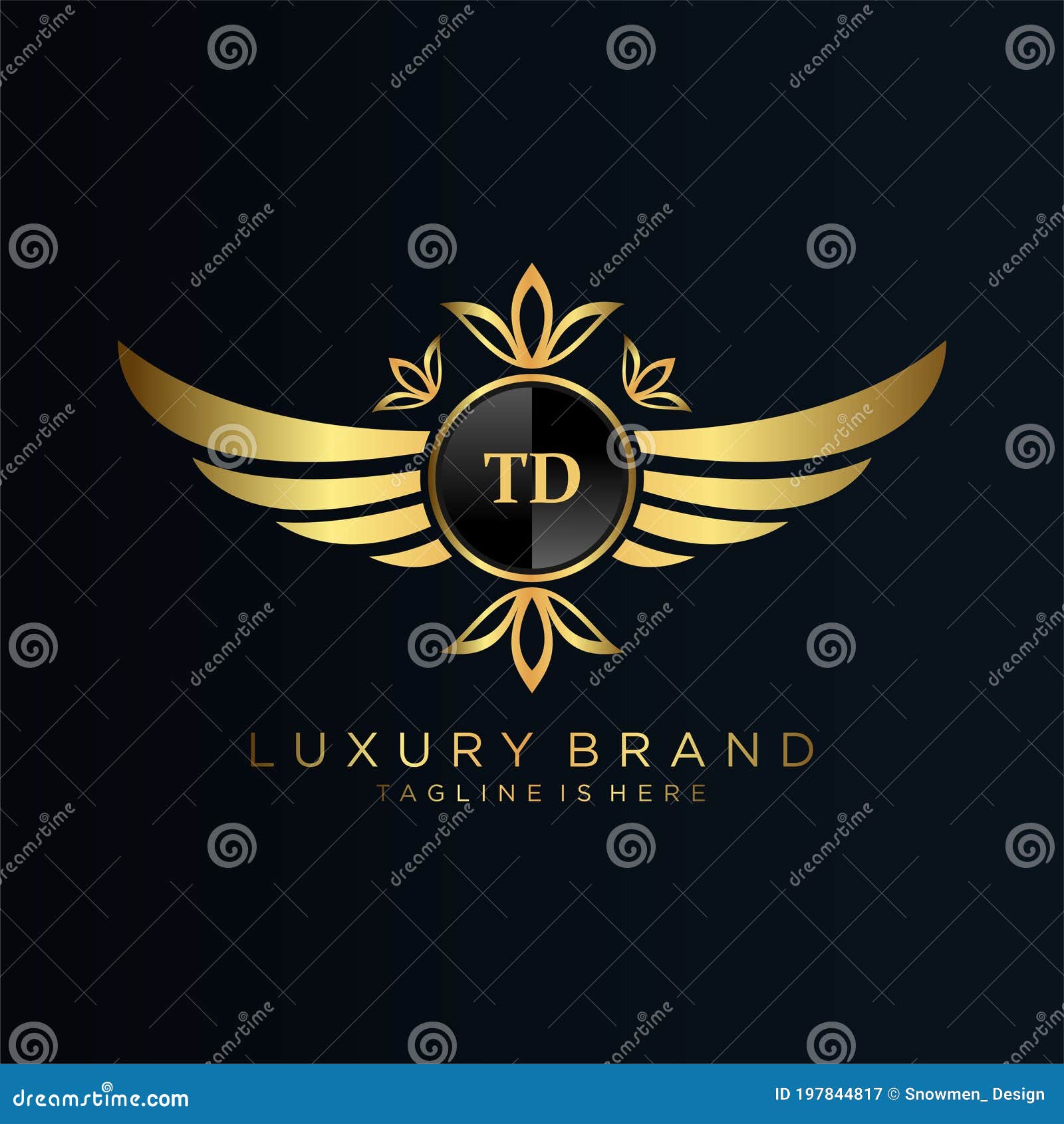 TD Letter Initial with Royal Template.elegant with Crown Logo Vector ...