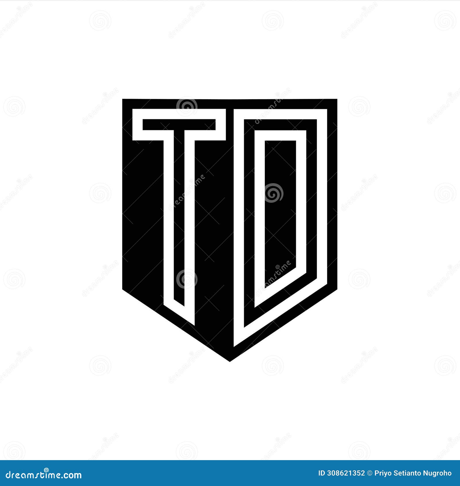 TD Logo Monogram Shield Geometric White Line Inside Black Shield Color ...