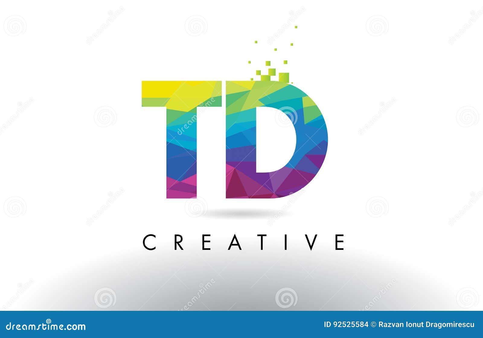 TD T D Colorful Letter Origami Triangles Design Vector. Stock Vector ...