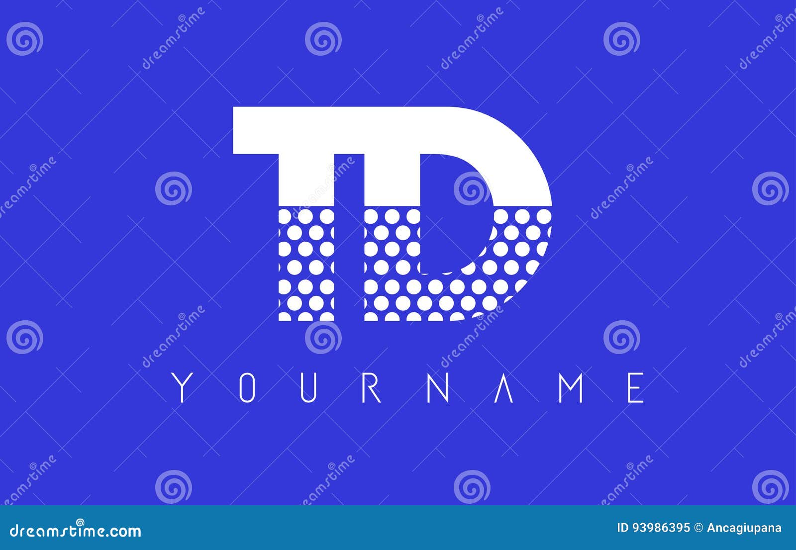 TD T D Dotted Letter Logo Design with Blue Background. Stock Vector ...