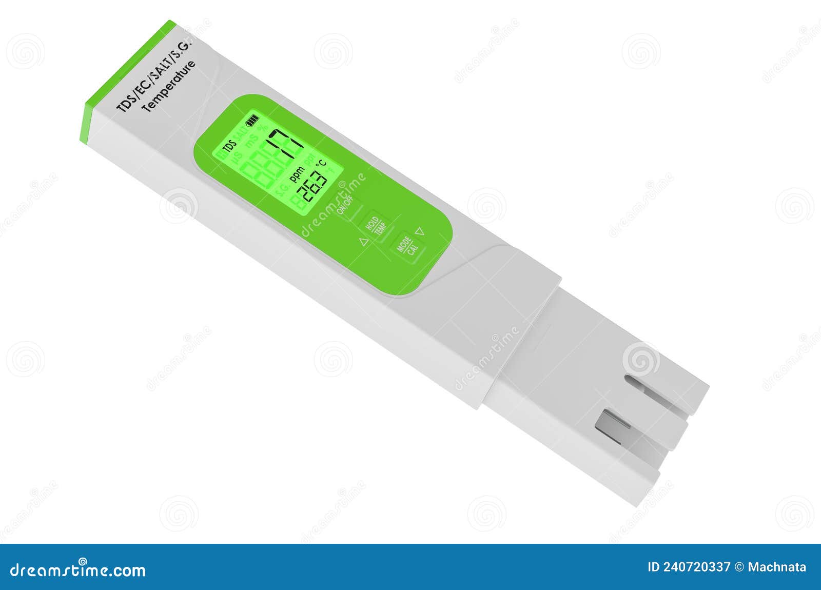 TDS meter, 3D rendering stock illustration. Illustration of solids ...