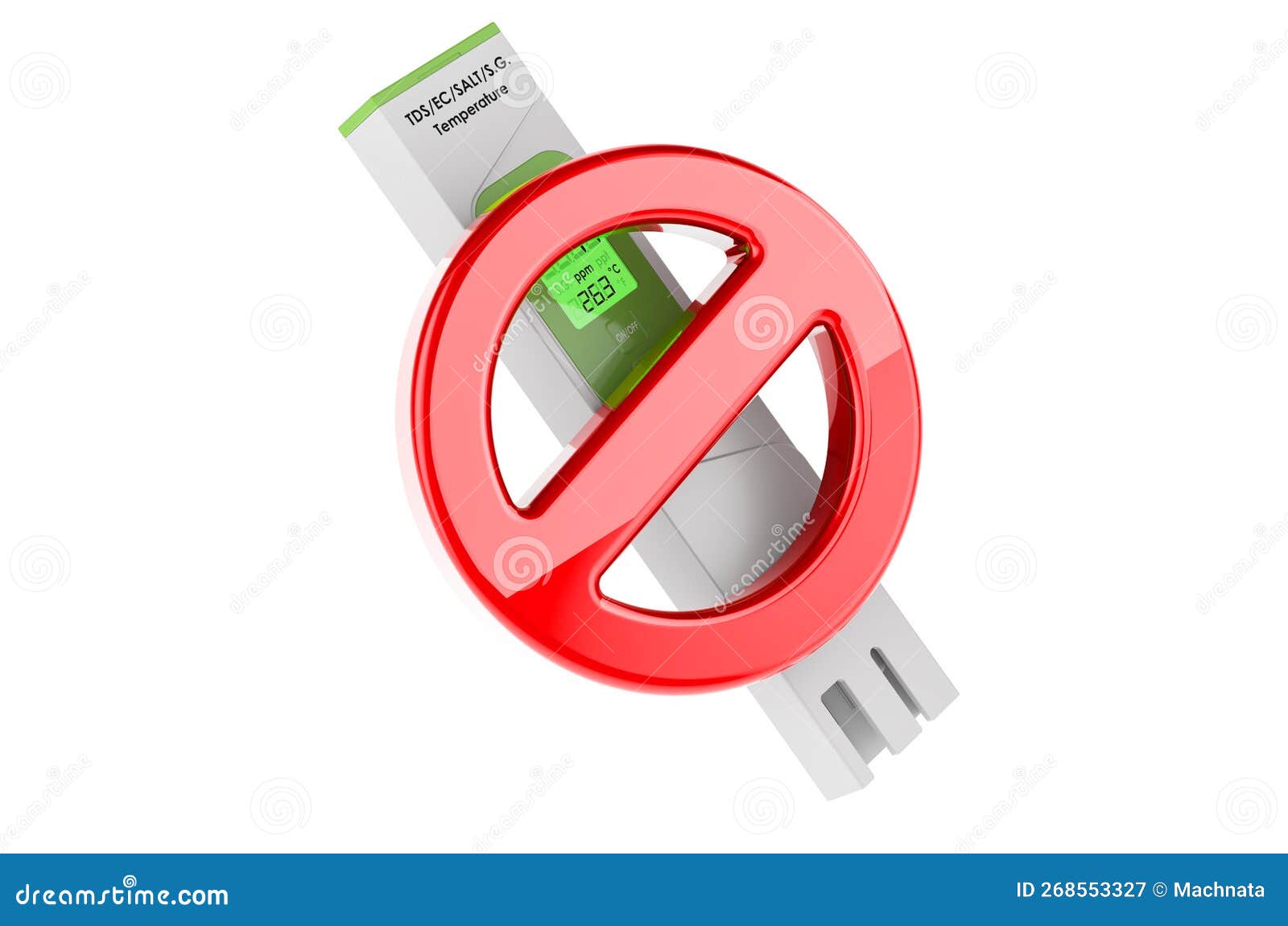 TDS Meter with Forbidden Symbol, 3D Rendering Stock Illustration ...