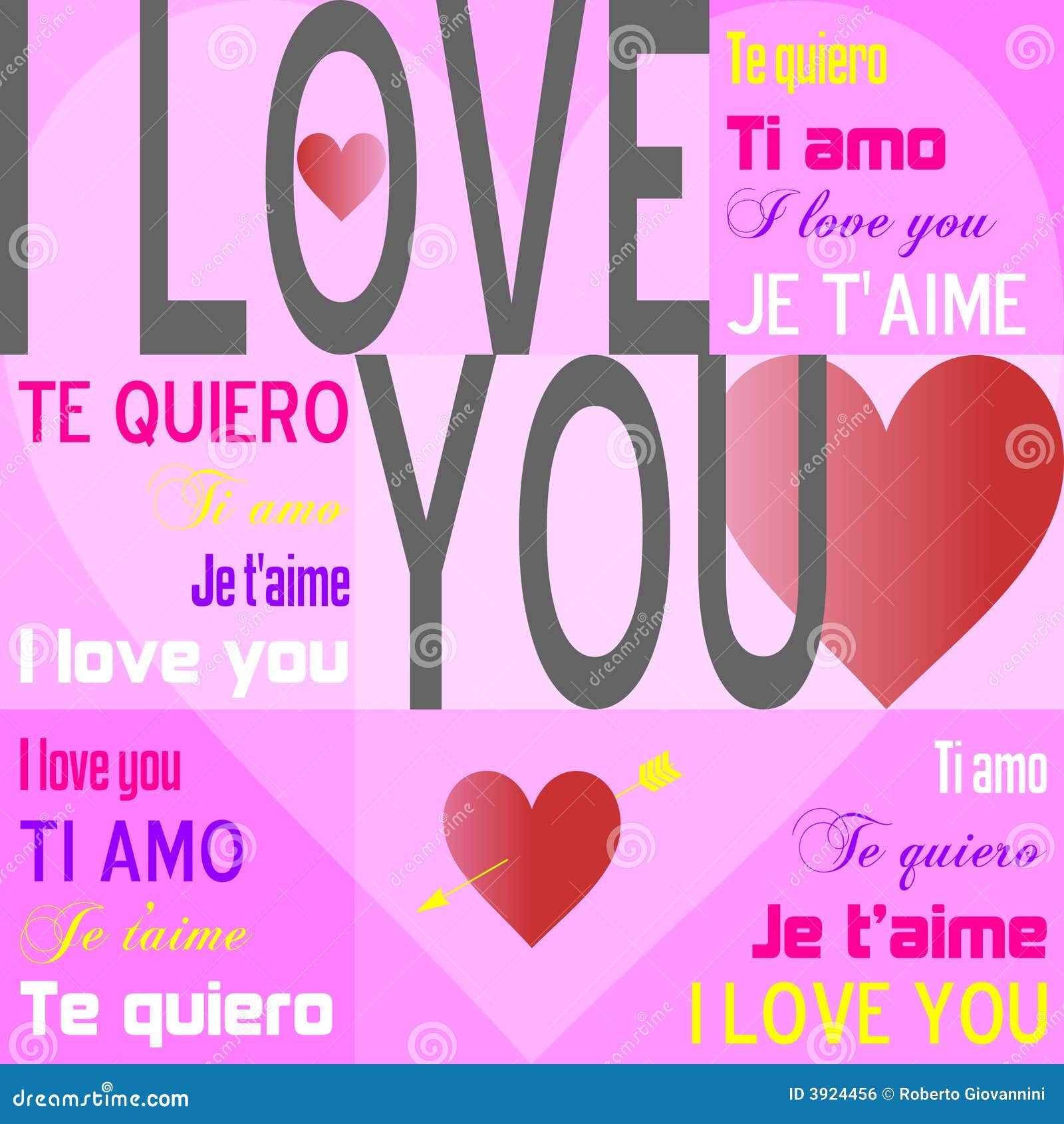 Te amo [color de rosa] stock de ilustración. Ilustración de saludo ...