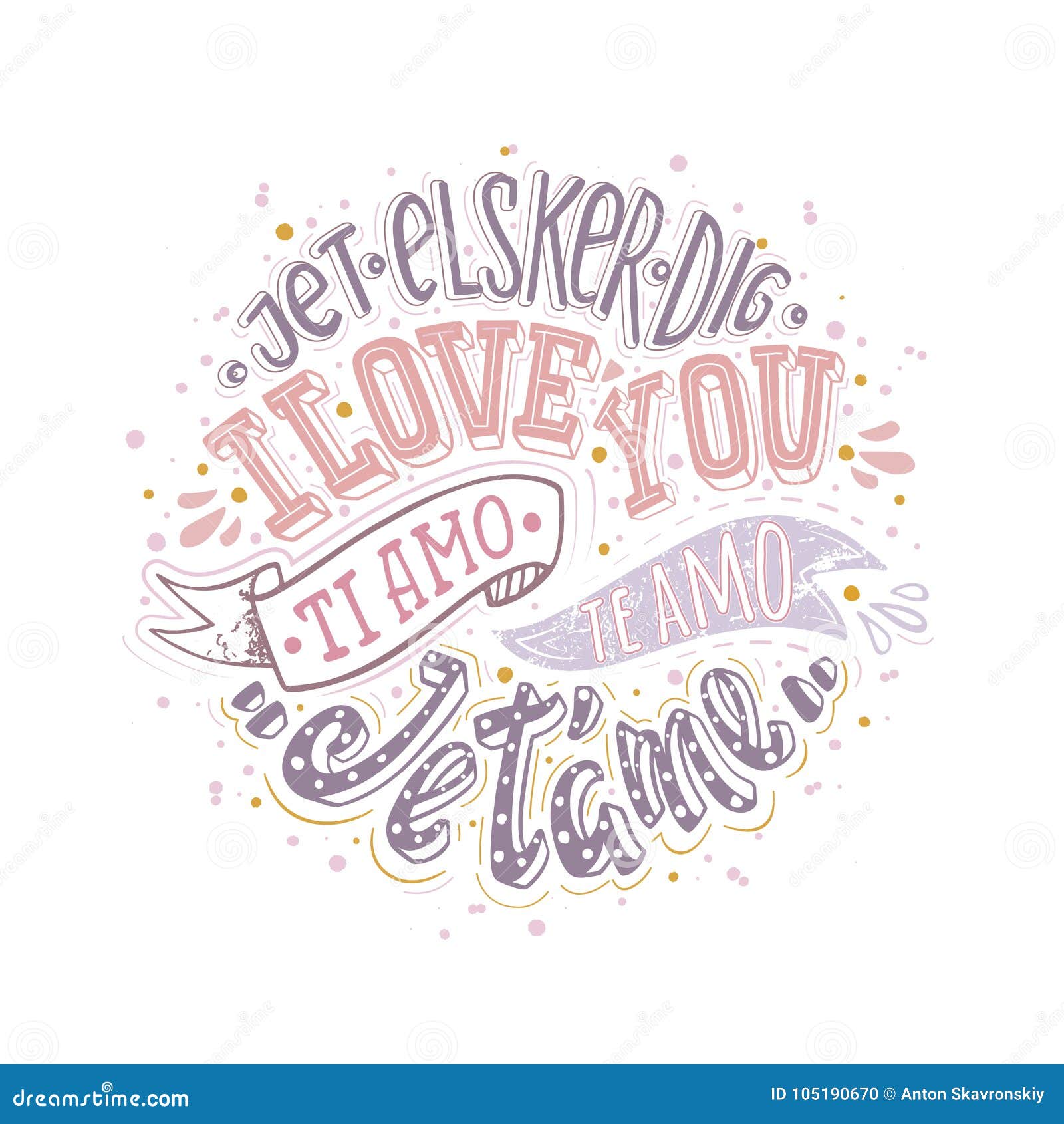 Te Amo En Rosa De Los Otros Idiomas Ilustración del Vector ...