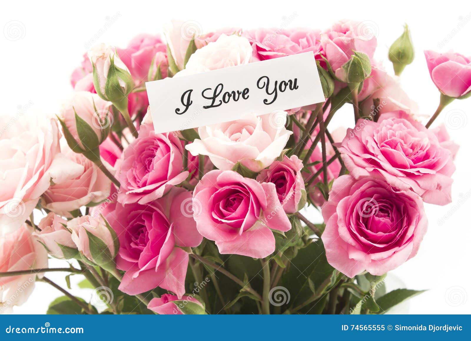 Te Amo Tarjeta Con El Ramo De Rosas Rosadas Imagen de archivo - Imagen ...