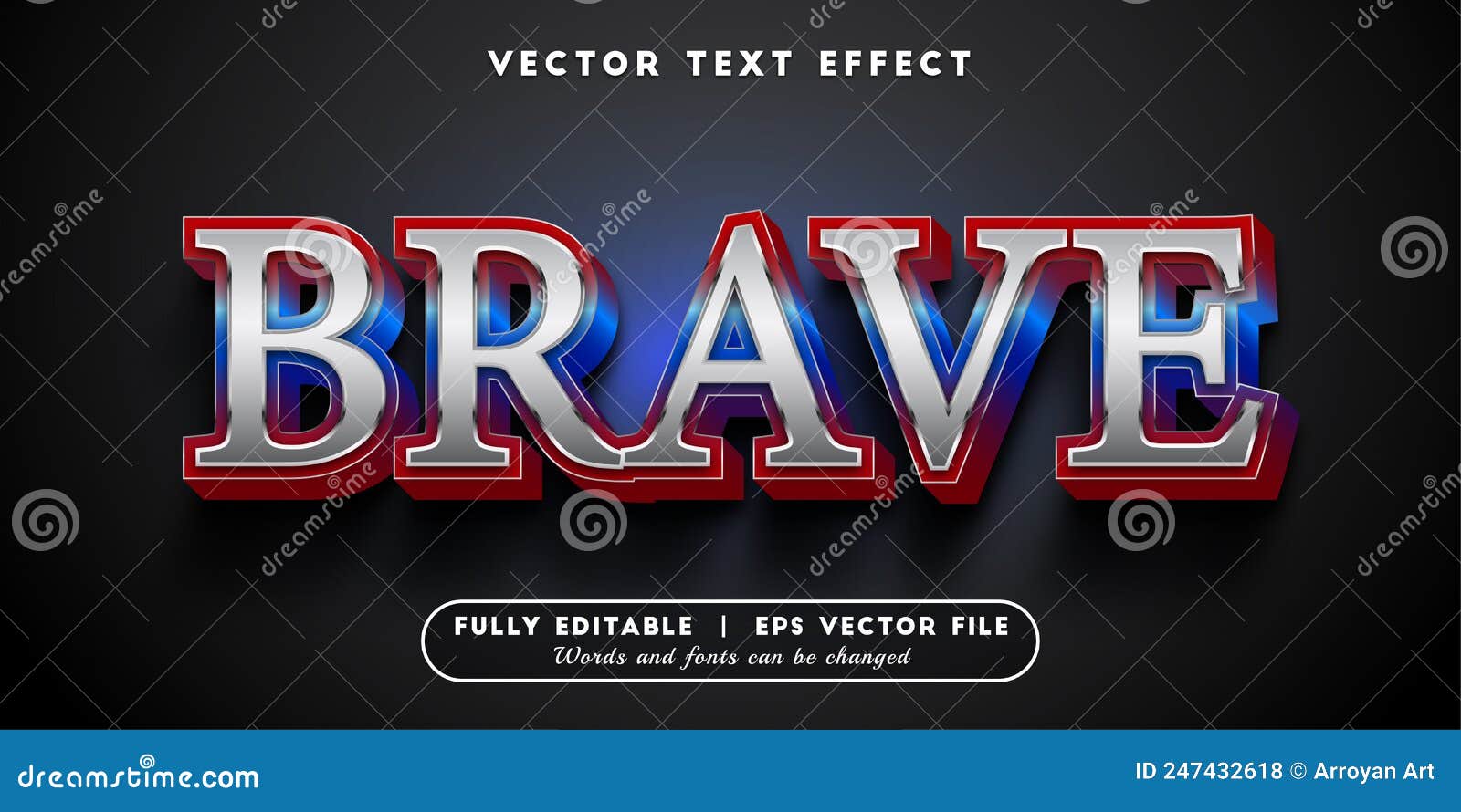 Text Effects 3d Brave, Editable Text Style Stock Vector - Illustration ...
