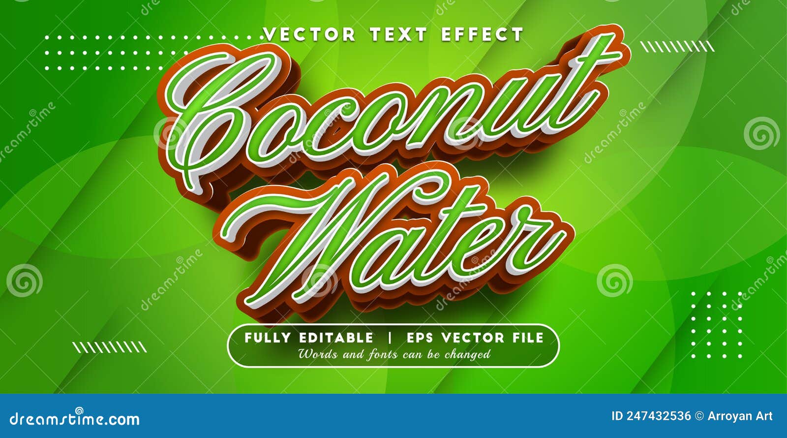 Text Effects 3d Coconut Water, Editable Text Style Stock Vector ...