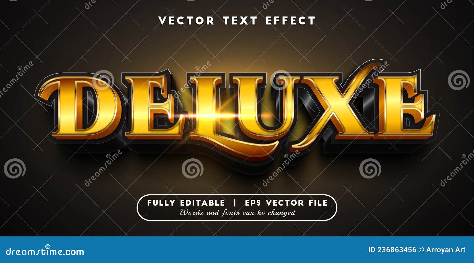 Text Effects 3d Golden Deluxe, Editable Text Style Stock Vector ...