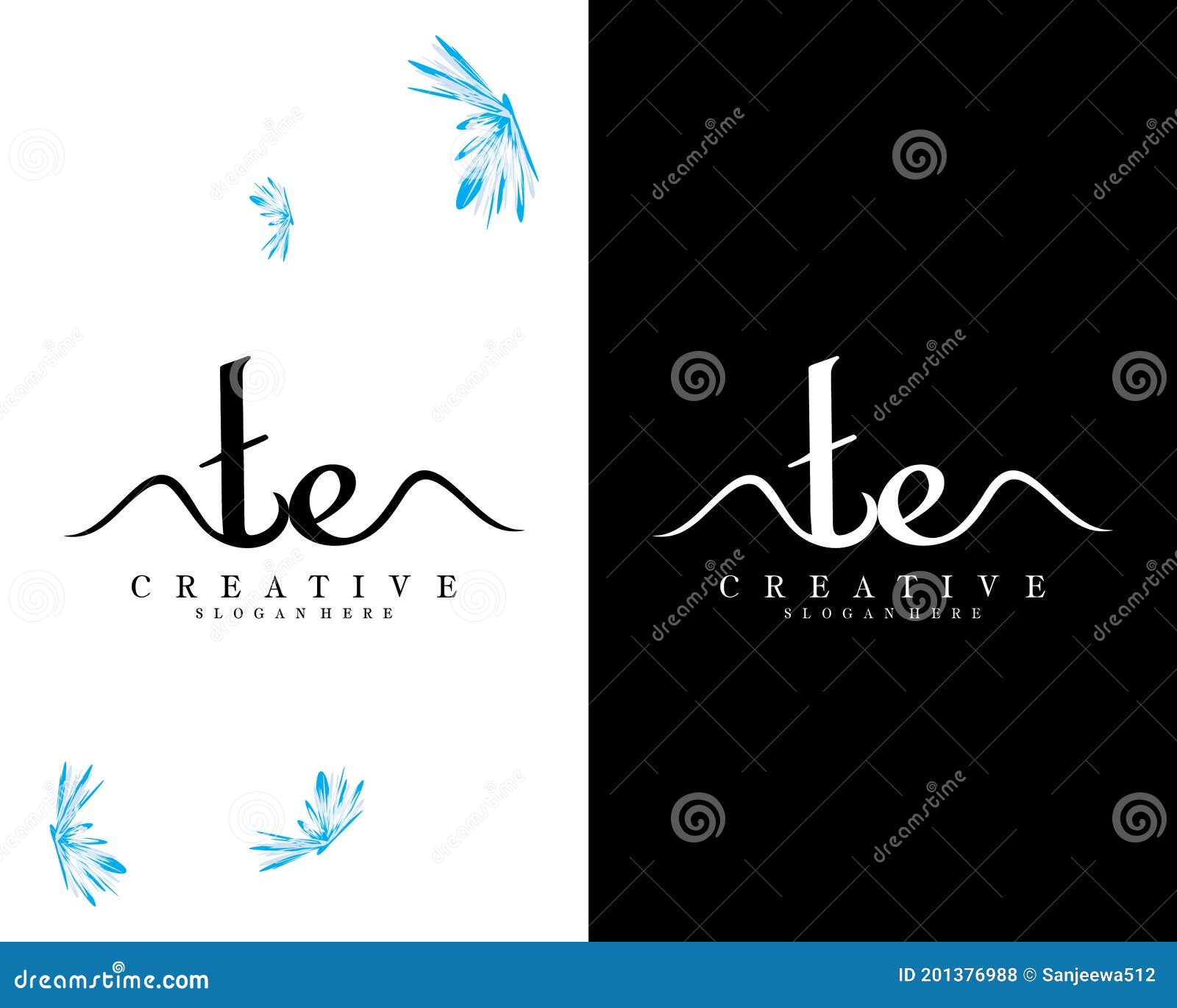 Te, Et Creative Handwriting Letter, Initial Logo Vector Design on White ...