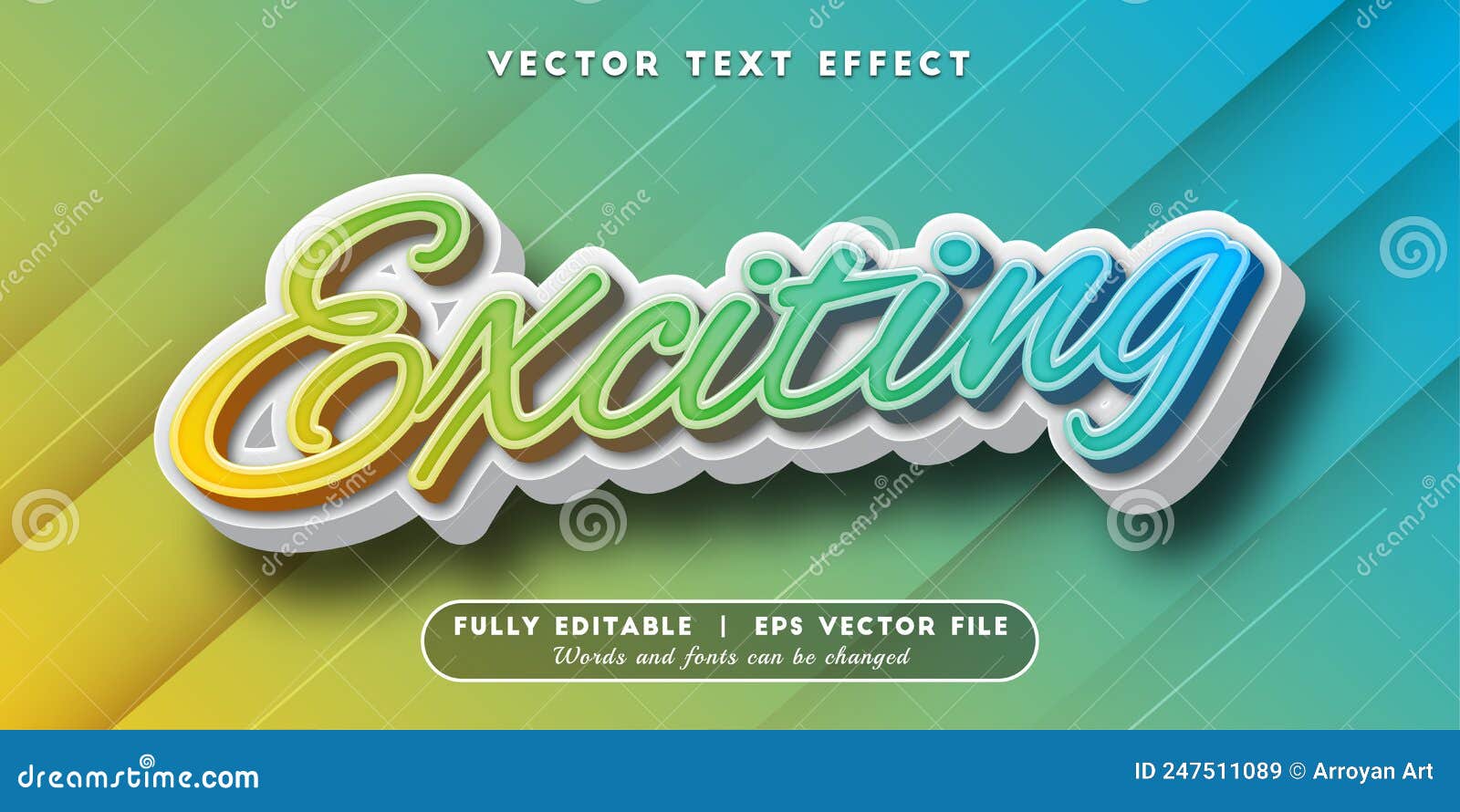 Text Effects 3d Exciting, Editable Text Style with Bright Geometric ...
