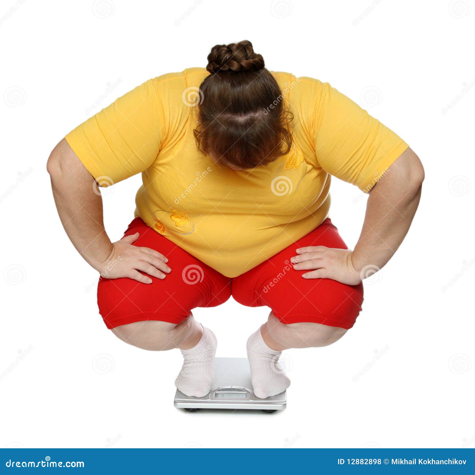 Te Zware Vrouwen Op Schalen Stock Foto - Image of bouw, doodsbang: 12882898