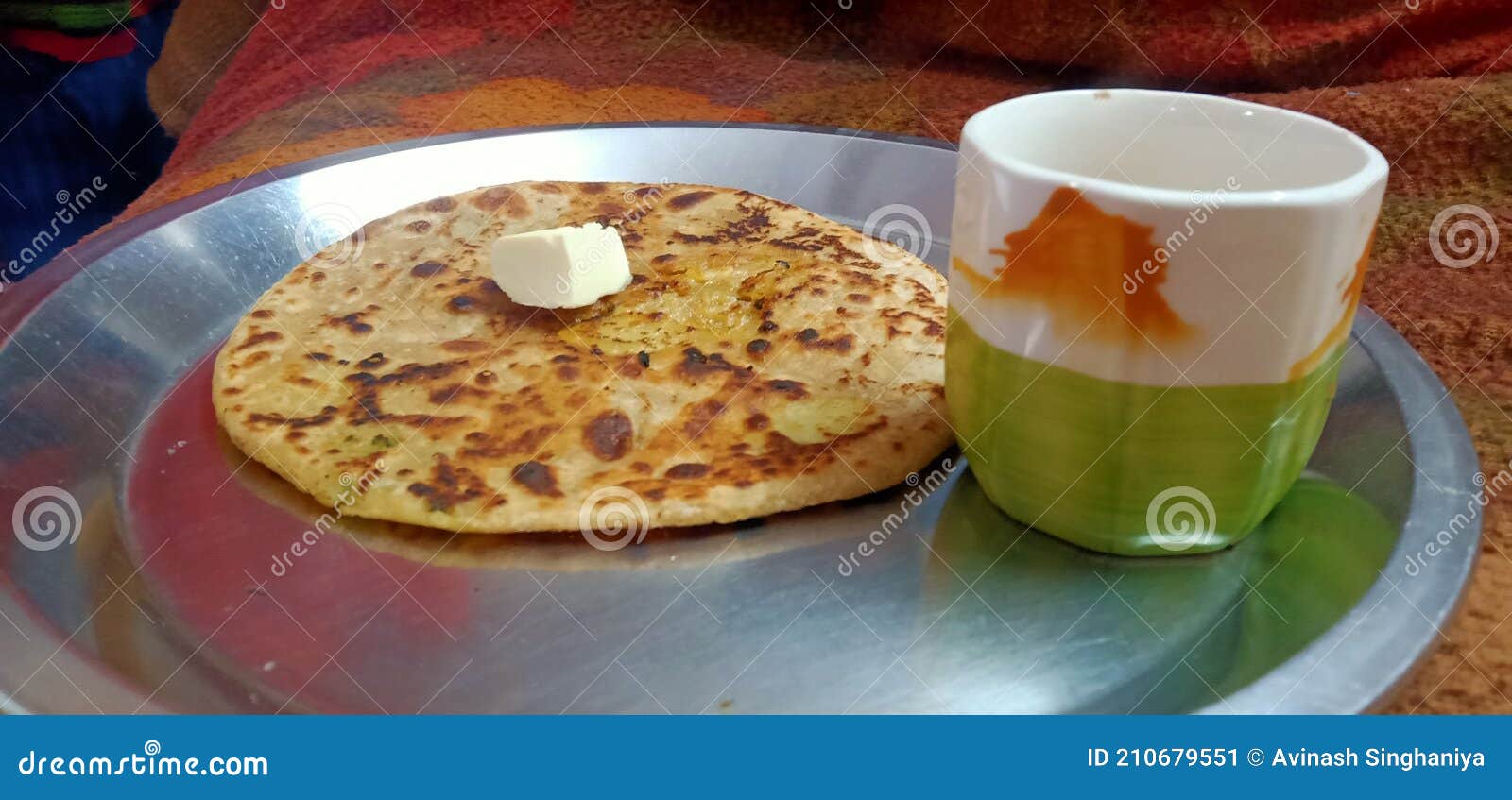 Tea and Aalu Ka Paratha Morning Breakfast Stock Image - Image of ...