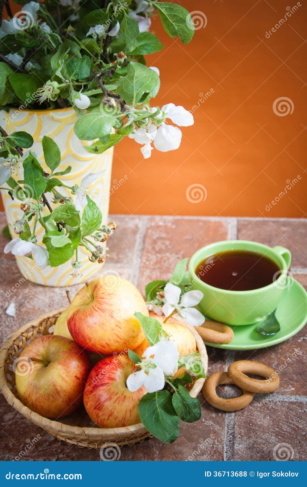 Tea with an apple stock photo. Image of closeup, food - 36713688