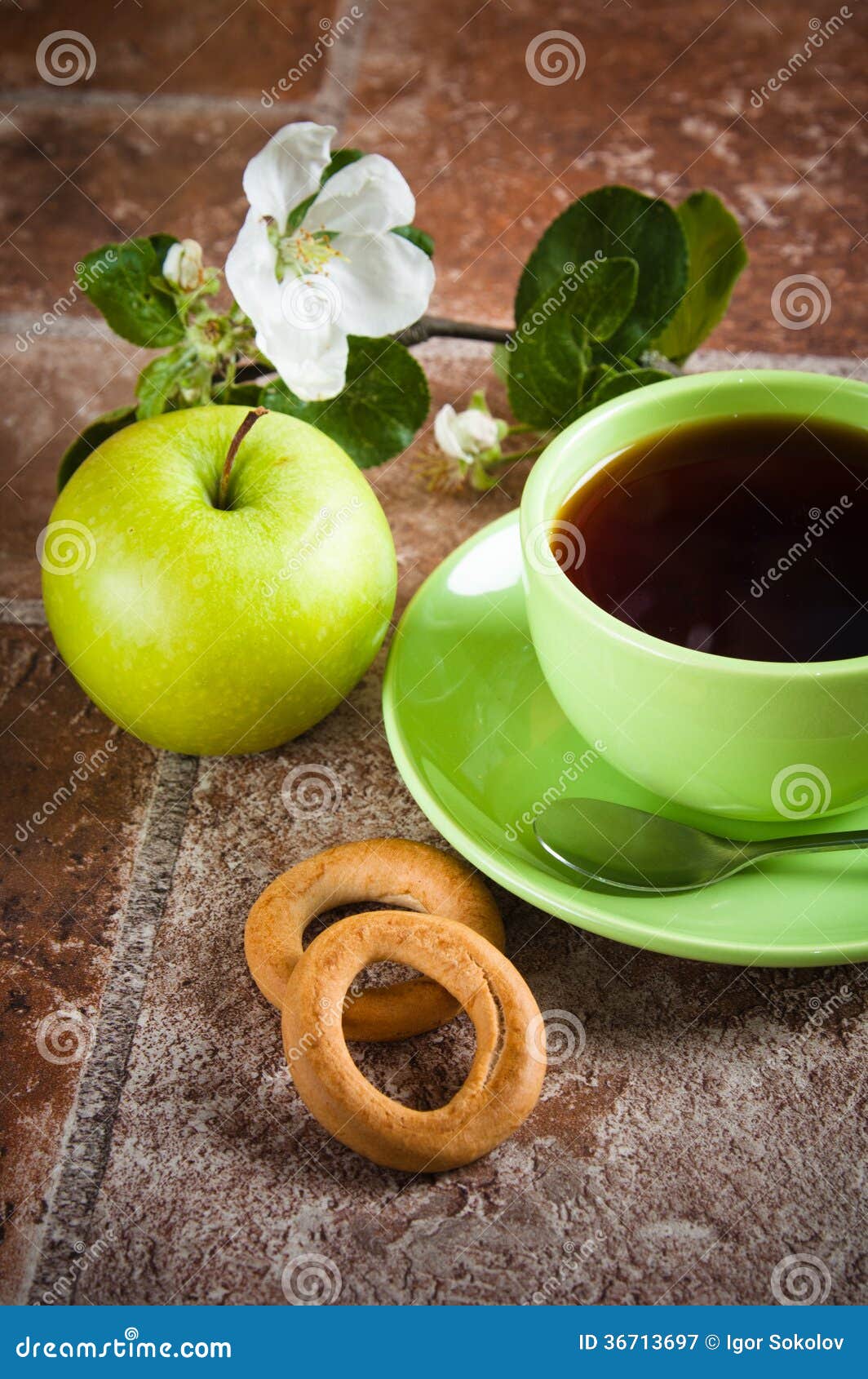 Tea with an apple stock image. Image of closeup, natural - 36713697