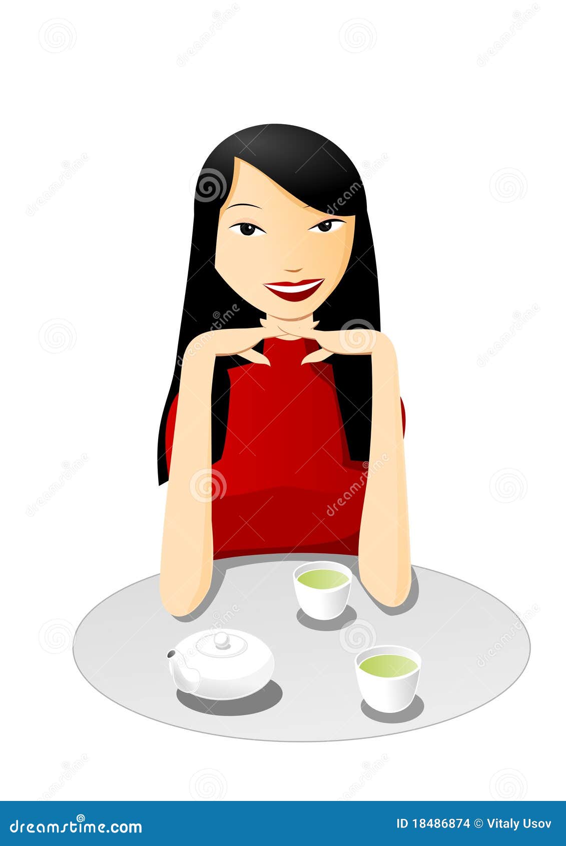 Tea with asian girl stock vector. Illustration of japan - 18486874
