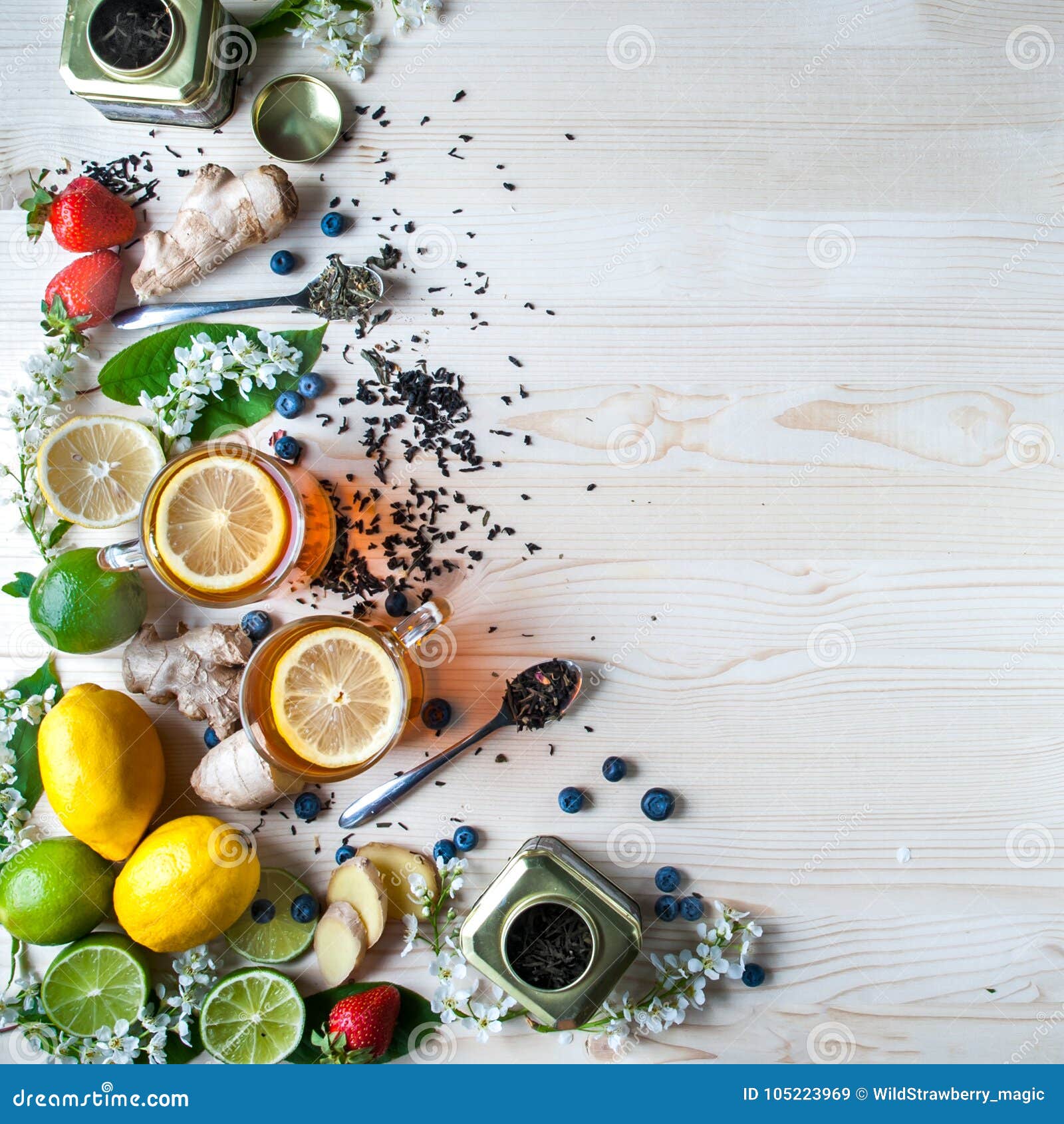 Tea Background , Space for Text, Light. Tea in Transparent Mugs Stock ...