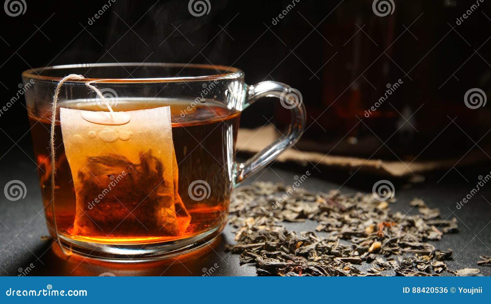 Tea Bag in a Hot Tea Cup on a Table Stock Photo - Image of herbal ...