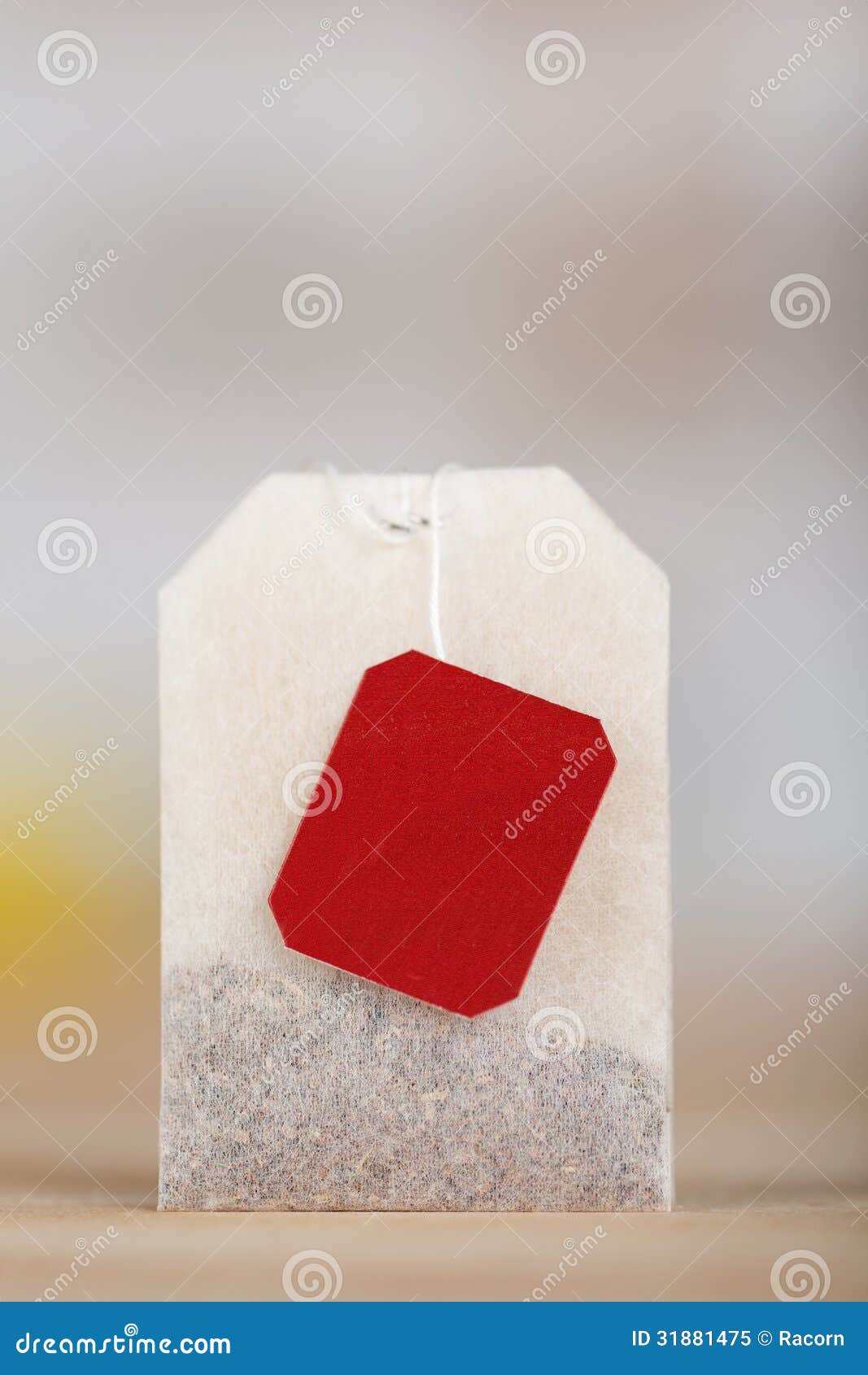 Tea Bag with Label on Table Stock Image - Image of aroma, copyspace ...