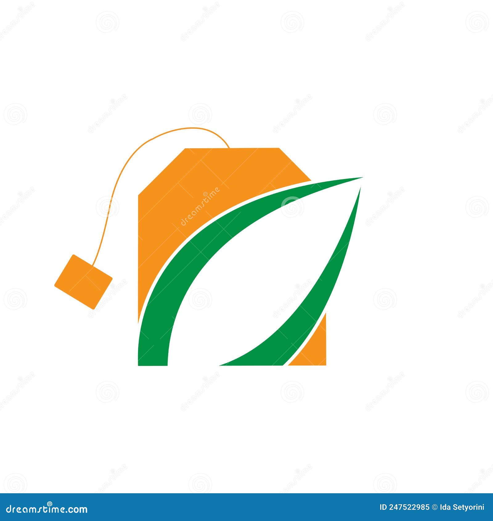 Tea Bag Logo with Tea Leaves Illustration Design Stock Illustration ...