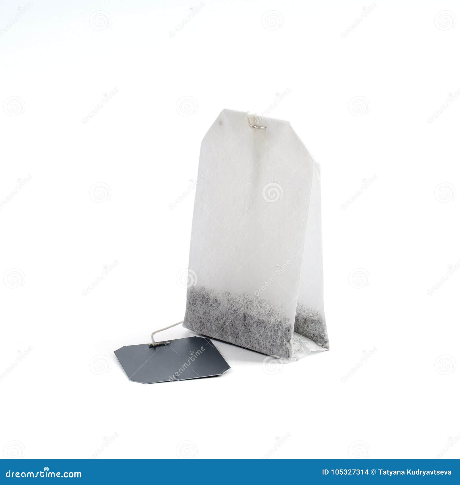 Tea Bag with Thread on White Background Stock Photo - Image of label ...