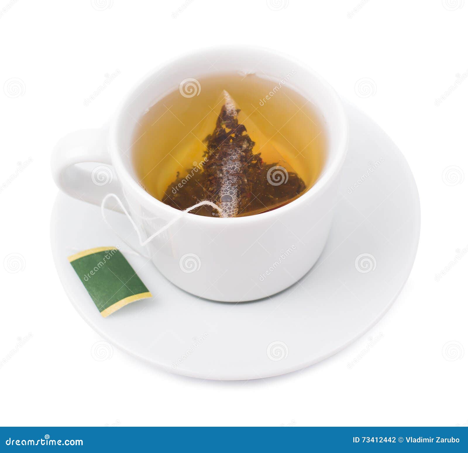 Tea Bag in a White Cup on a Stock Photo - Image of background, liquid ...