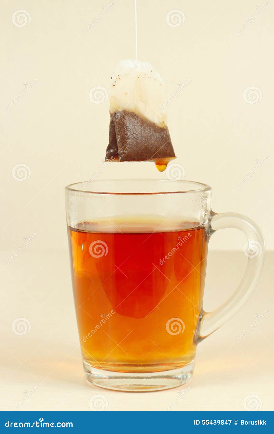 Tea Bags Over Glass with Fresh Strong Tea Stock Image - Image of ...