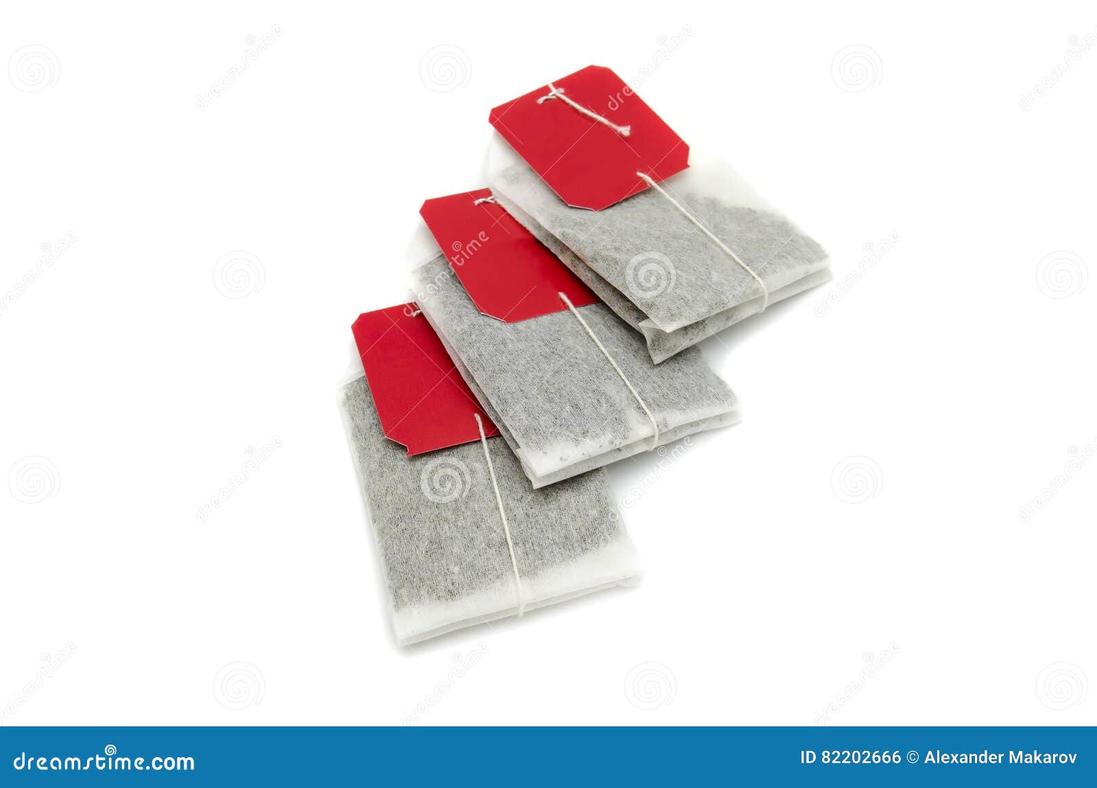 Tea bags with red tags stock photo. Image of isolation - 82202666