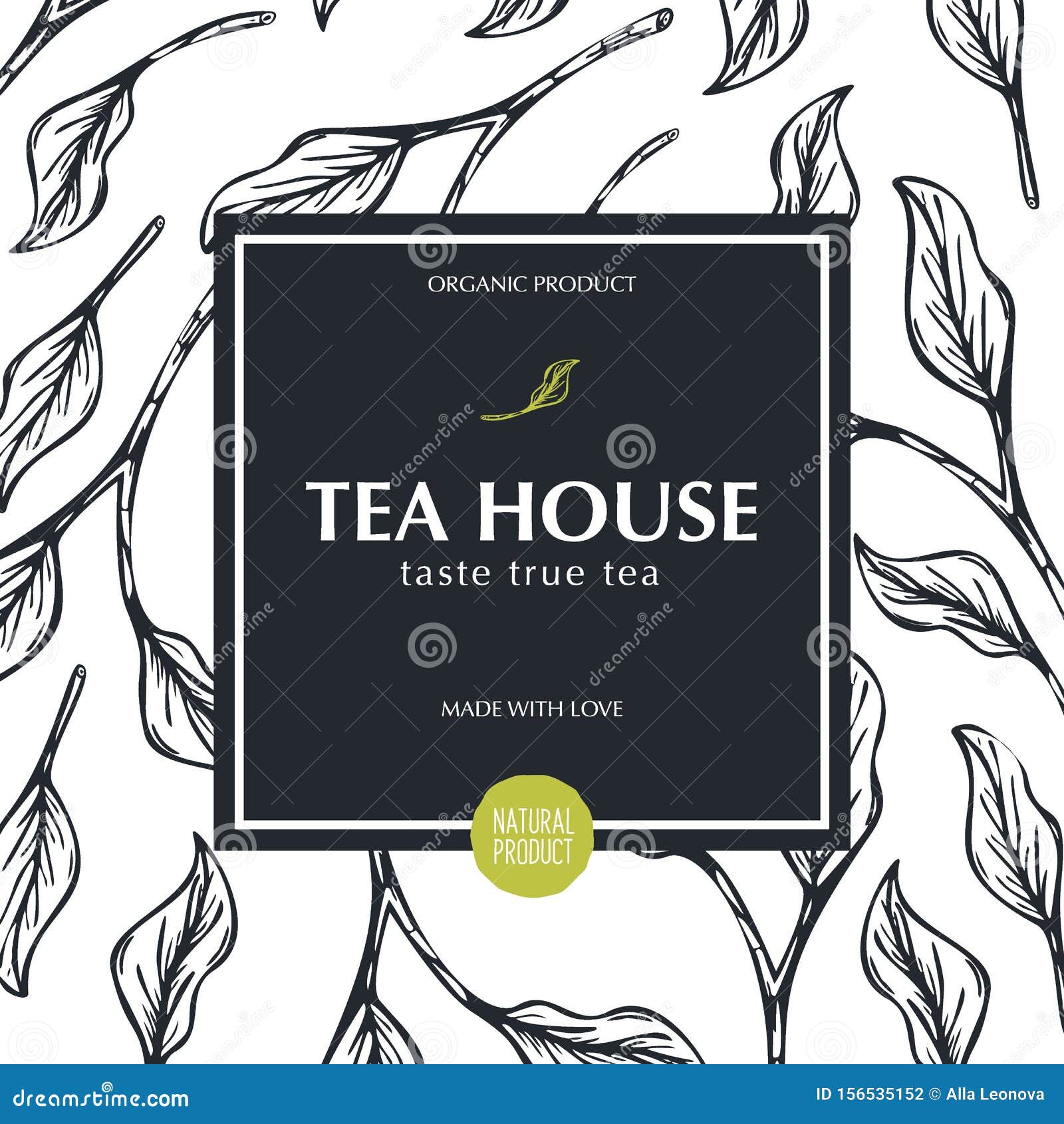 Tea Banner with Leaves on the Background. Stock Vector - Illustration ...