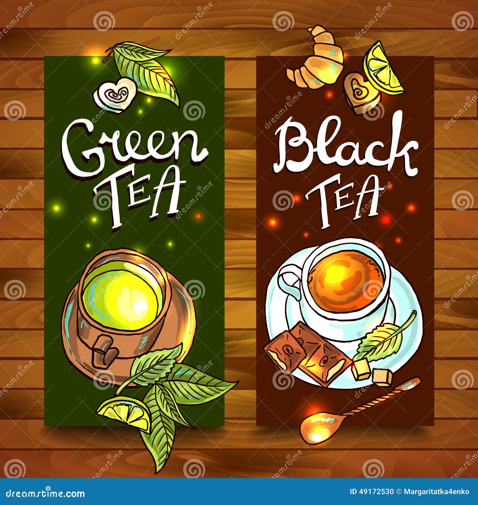Tea banners stock vector. Illustration of card, dishware - 49172530