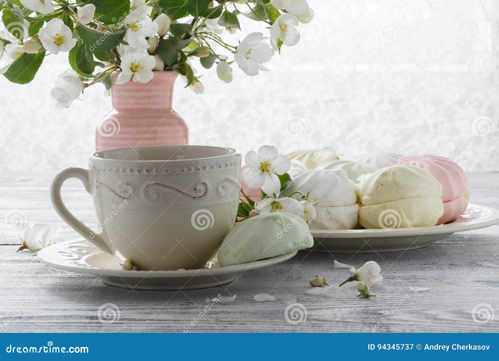 Tea in a Beautiful Cup with Flowers Stock Image - Image of fragrance ...