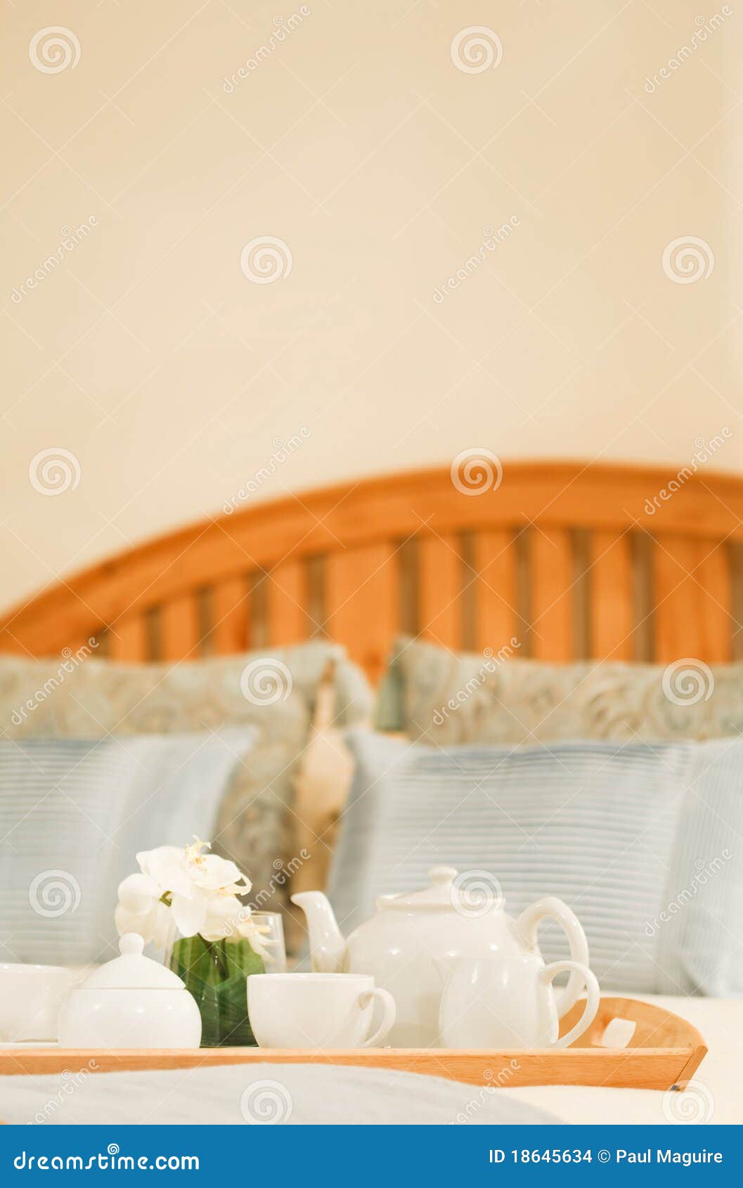 Tea in bed stock photo. Image of getaway, away, decor - 18645634