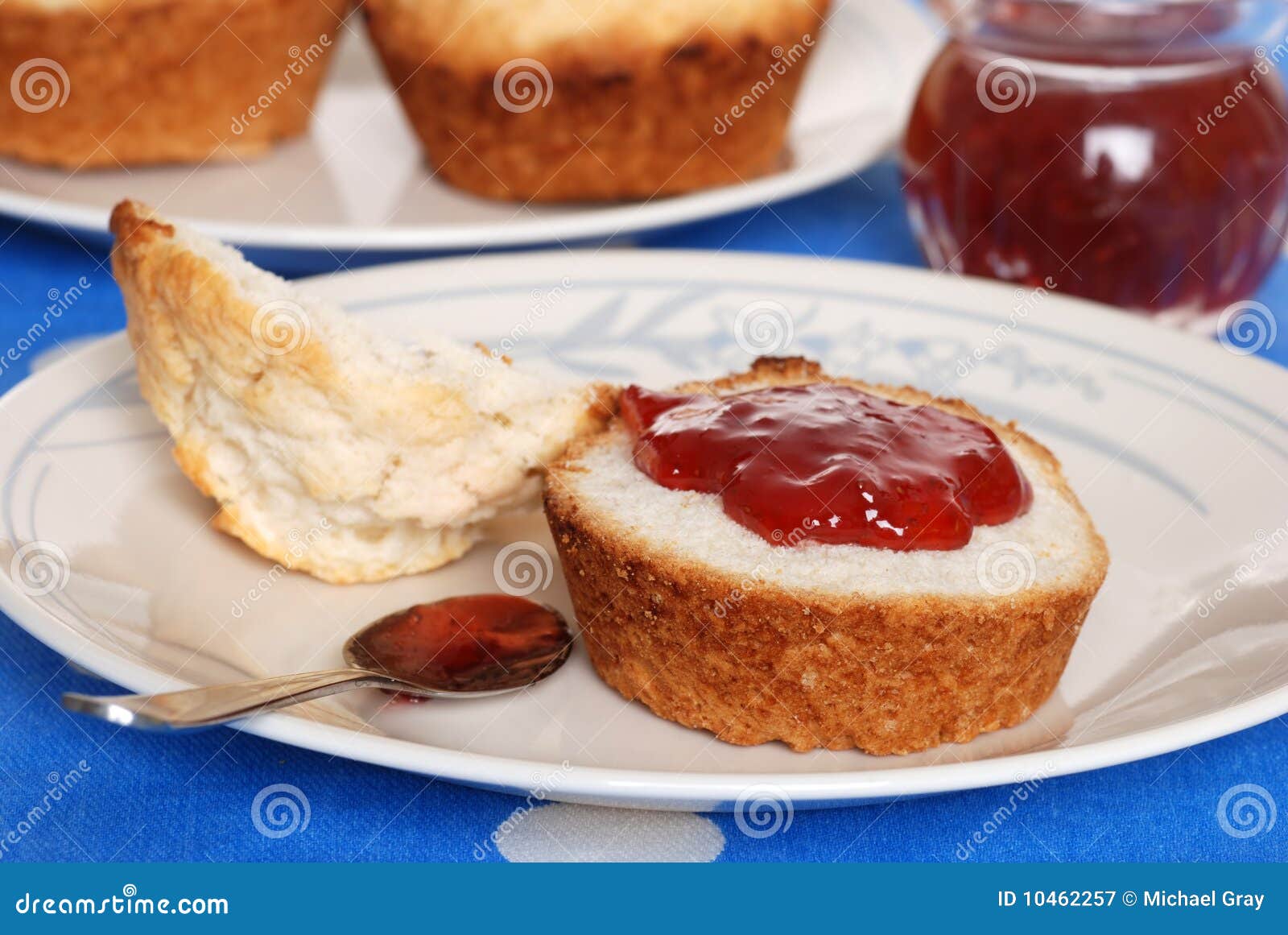 Tea Biscuit with Strawberry Jam Stock Image - Image of indoor, baked ...