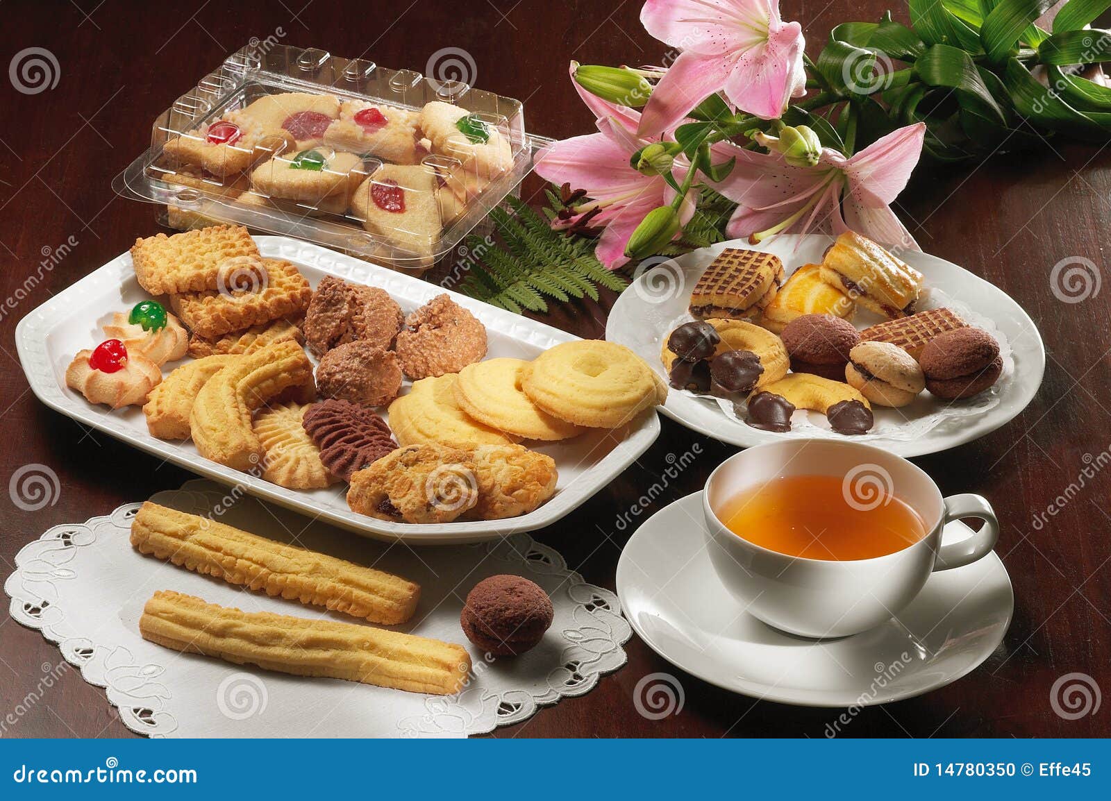 Tea and biscuits stock photo. Image of drink, floral - 14780350