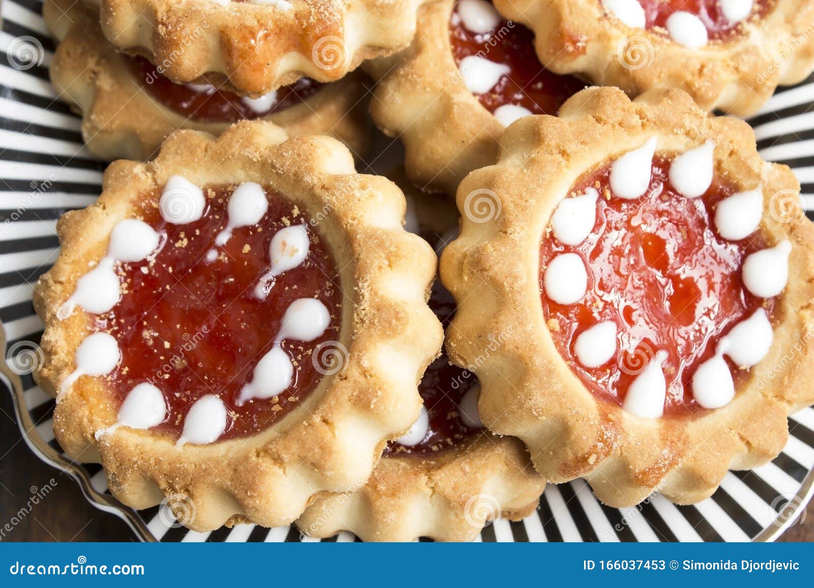 Tea Biscuits with Jam on a Plate Stock Image - Image of snack, sugar ...