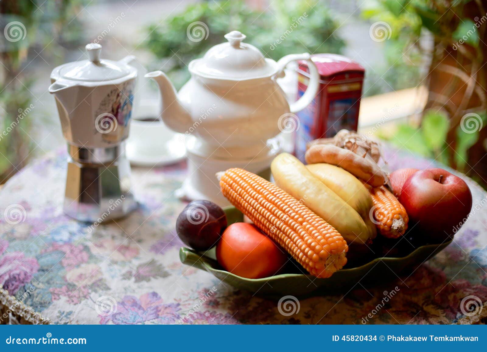 Tea Break stock photo. Image of fruit, view, table, relax - 45820434