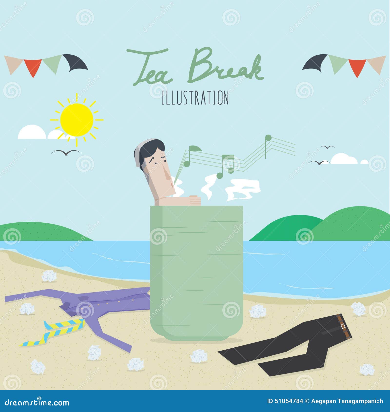 Tea Break and Employees Relax Stock Illustration - Illustration of flat ...