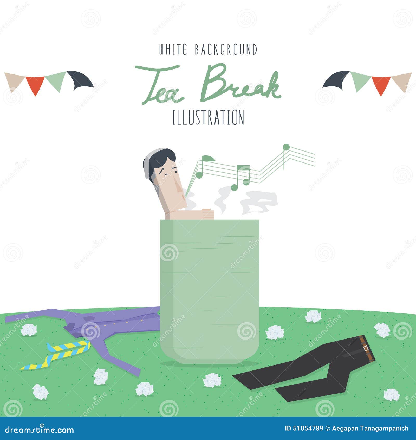 Tea Break and Employees Relax (White Background) Stock Vector ...