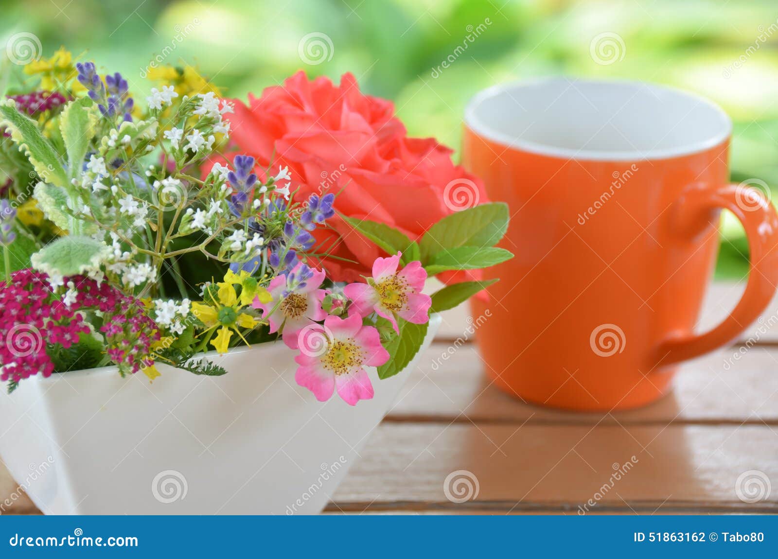 Tea Break with Herbal Flowers Stock Photo - Image of break, yarrow ...