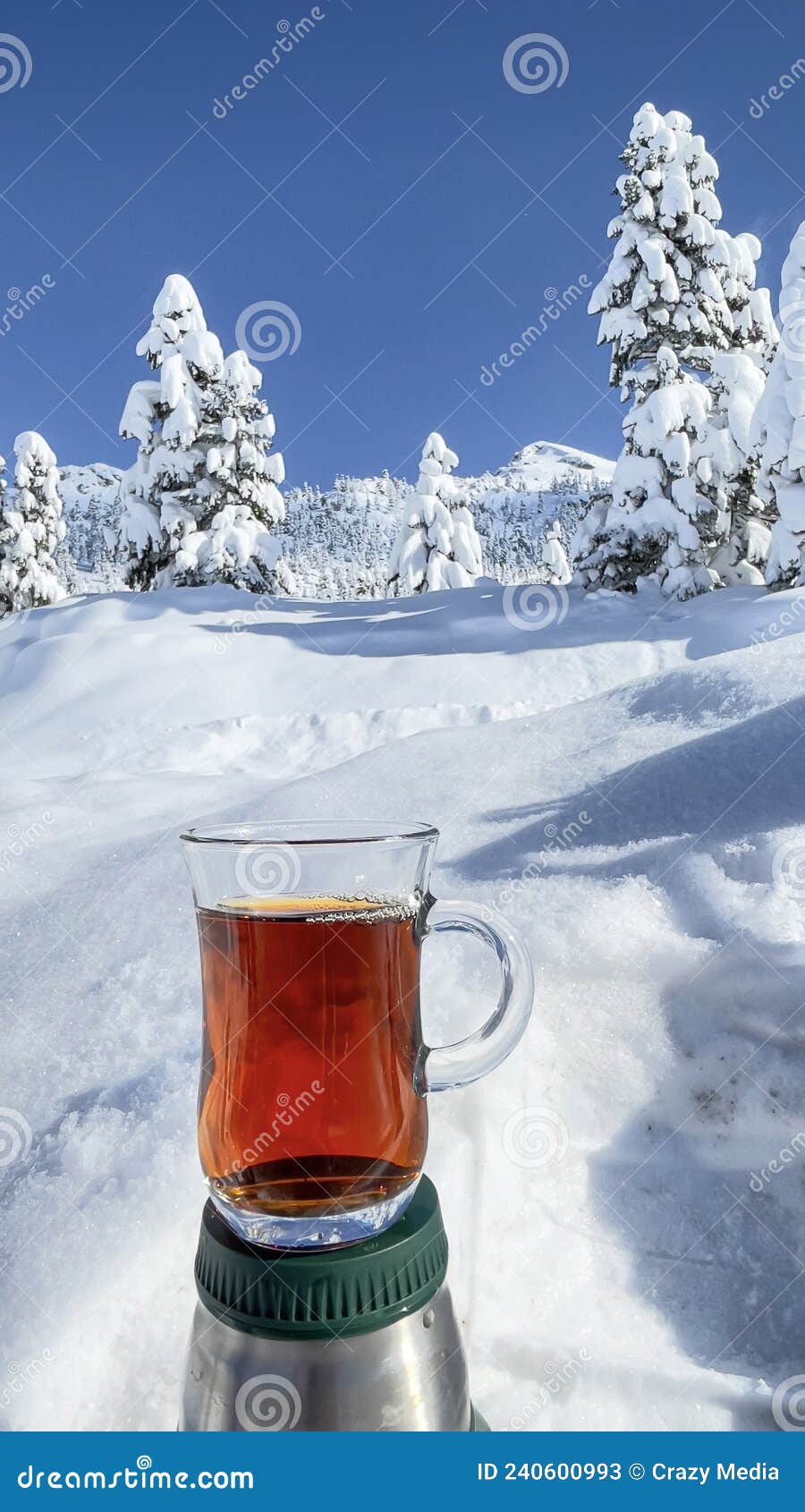 Tea Break in Nature and Wonderful Winter Views Stock Image - Image of ...