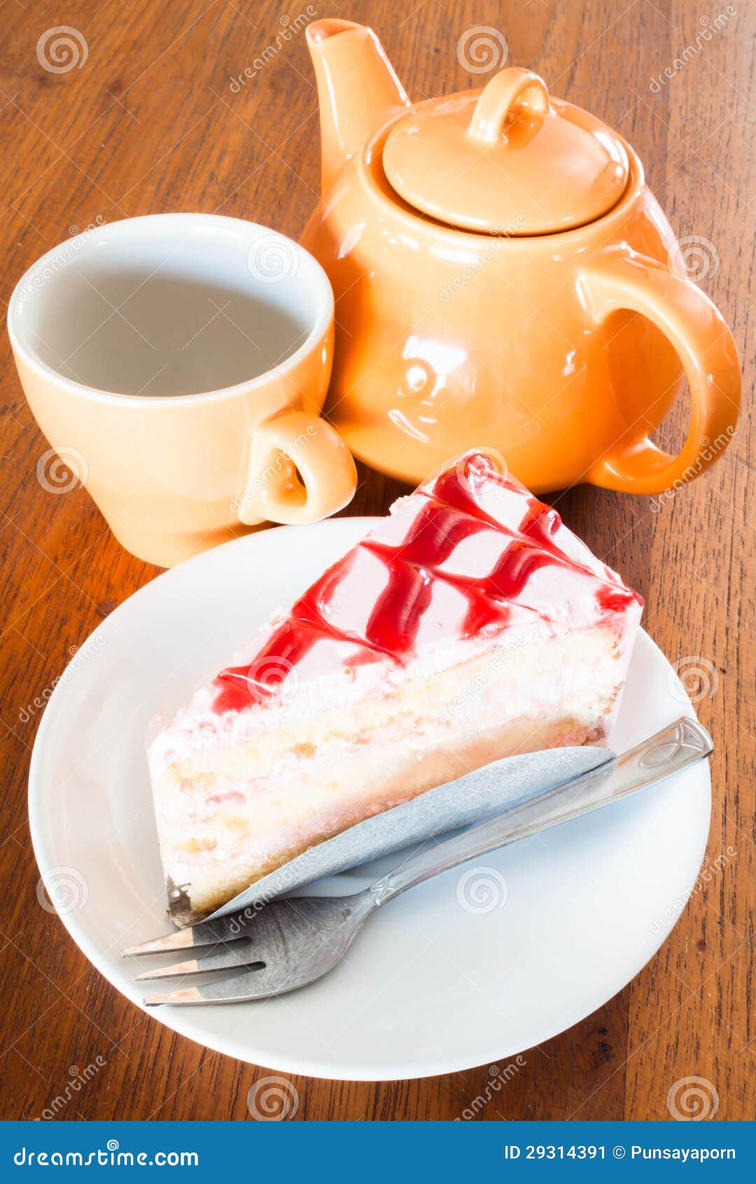 Tea Break with White Chocolate Cake Stock Image - Image of pastry ...
