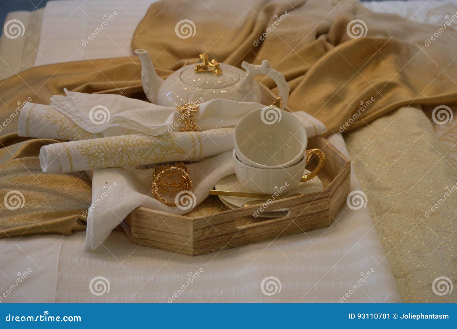 Tea Breakfast Set with Tray in Bed Stock Image - Image of breakfast ...