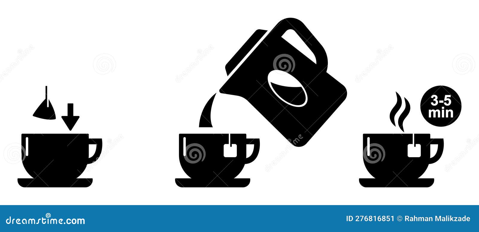 Tea Brew Instruction Icons. Set of Outlined Tea Icons Stock Vector ...