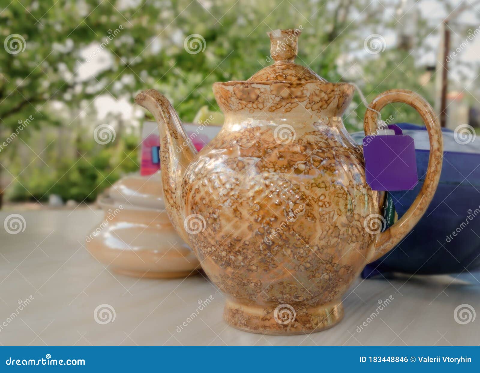 Tea Brewed in a Teapot on a Country Table. Stock Photo - Image of ...