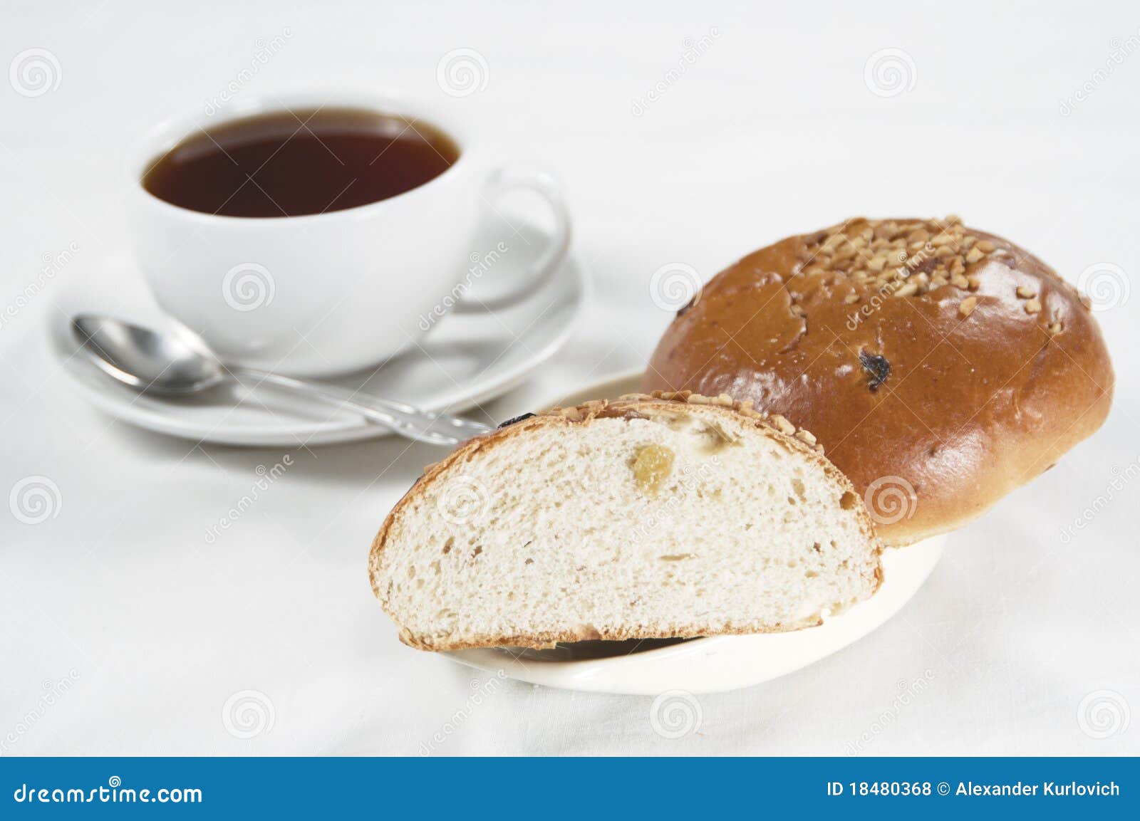Tea and buns stock photo. Image of breakfast, white, dessert - 18480368