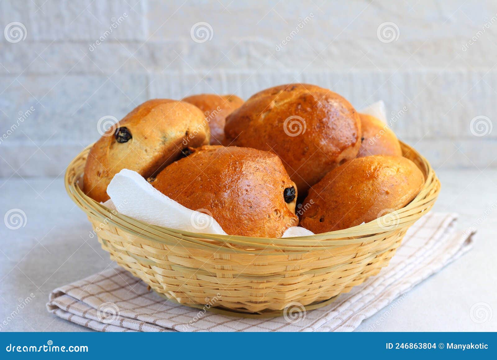 Tea cakes raisin buns stock photo. Image of brunch, pastry - 246863804