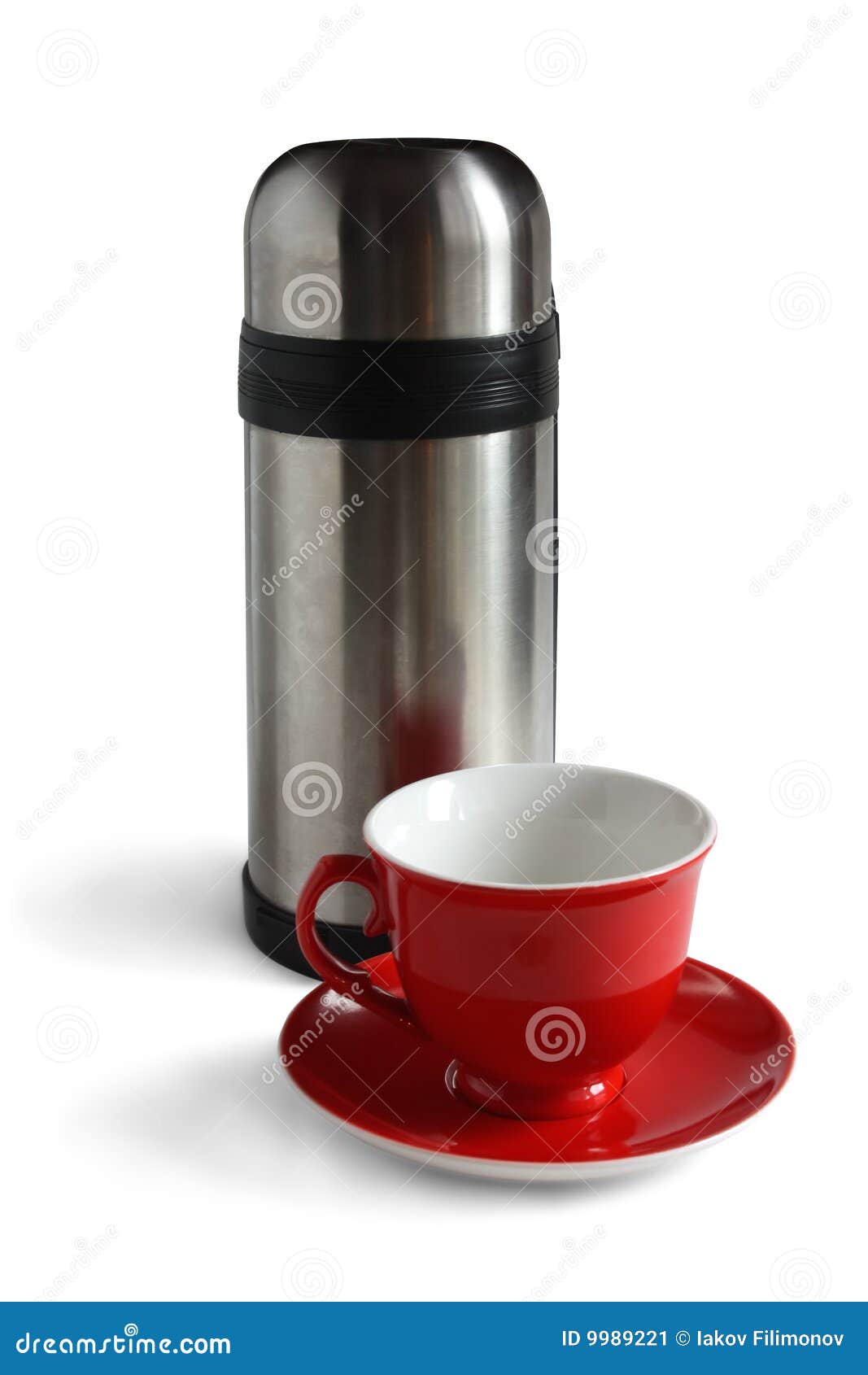 Tea Cap and Thermos. Isolated on White Background Stock Image - Image ...