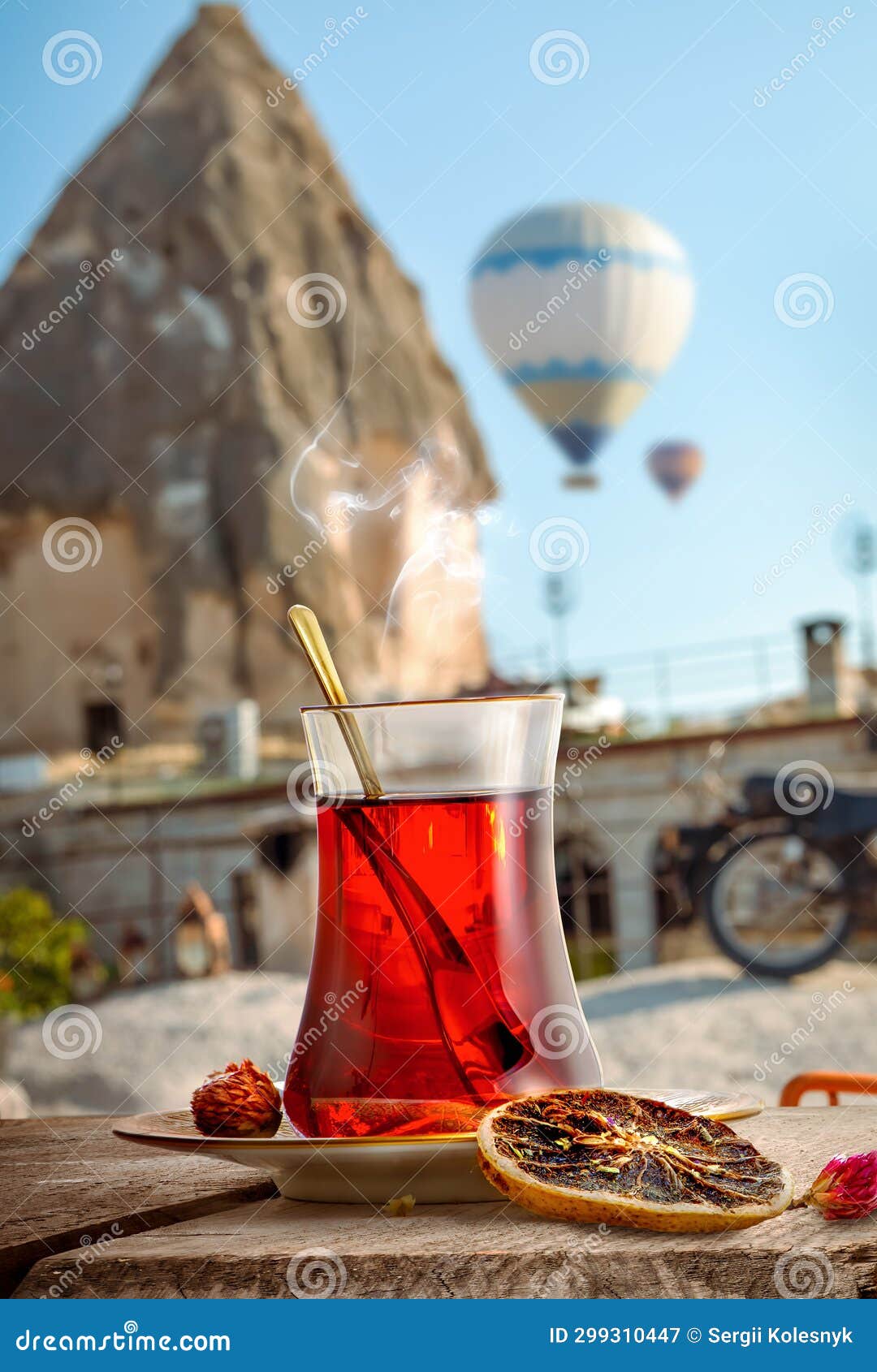 Tea and Cappadocia stock image. Image of national, unesco - 299310447