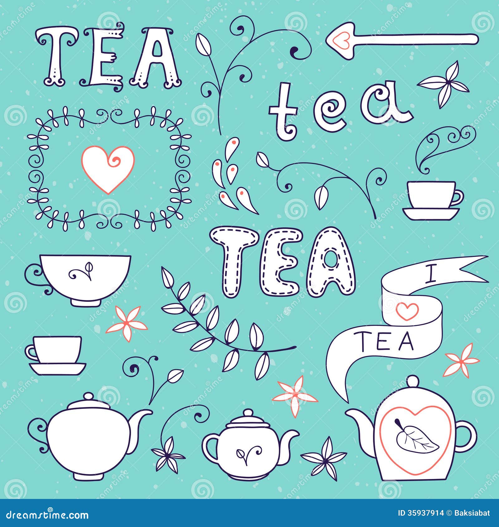Tea Card. Set of Elements for Design Stock Vector - Illustration of ...
